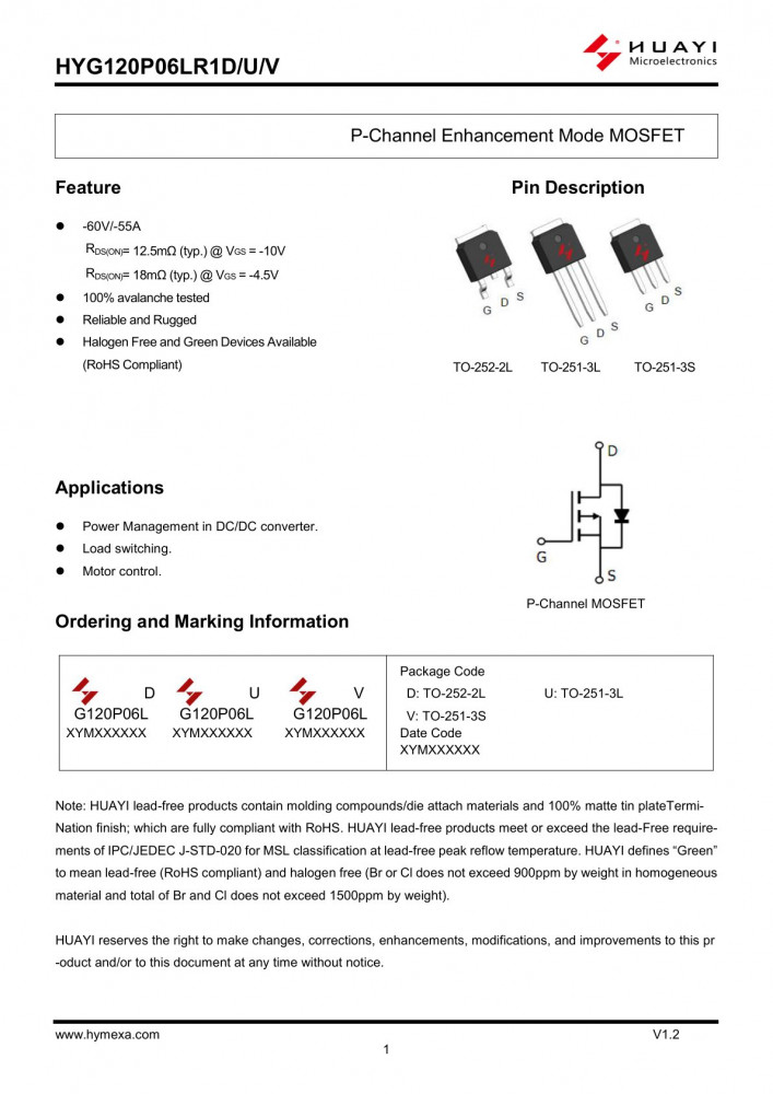 HYG120P06LR1D datasheet page 1