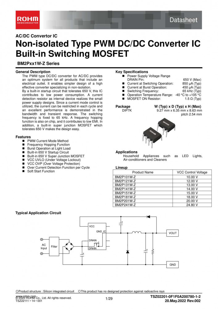 BM2P241W-Z technical document page 1