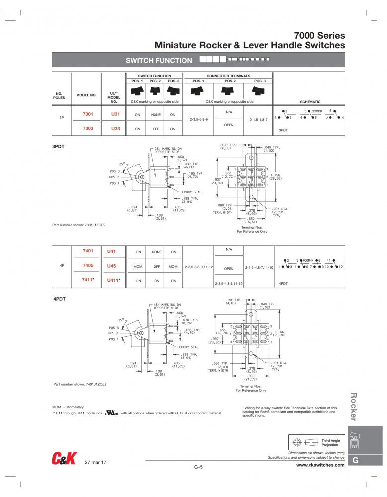 C&K 7000 Series datasheet page 3