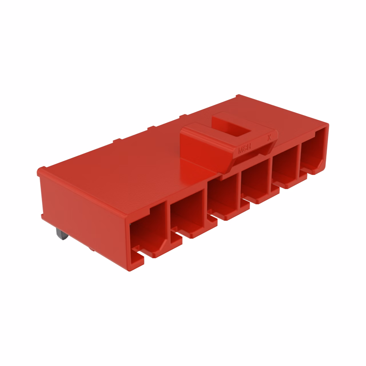 Mega-Fit ColorLock Right-Angle Header, 5.70mm Pitch, Single Row, 6 Circuits, Matte Tin (Sn) Plating, Glow-Wire Capable, Tray, Red for sale