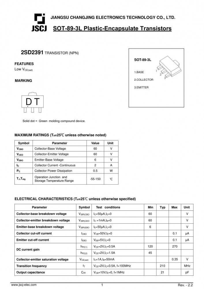 2SD2391 datasheet page 1