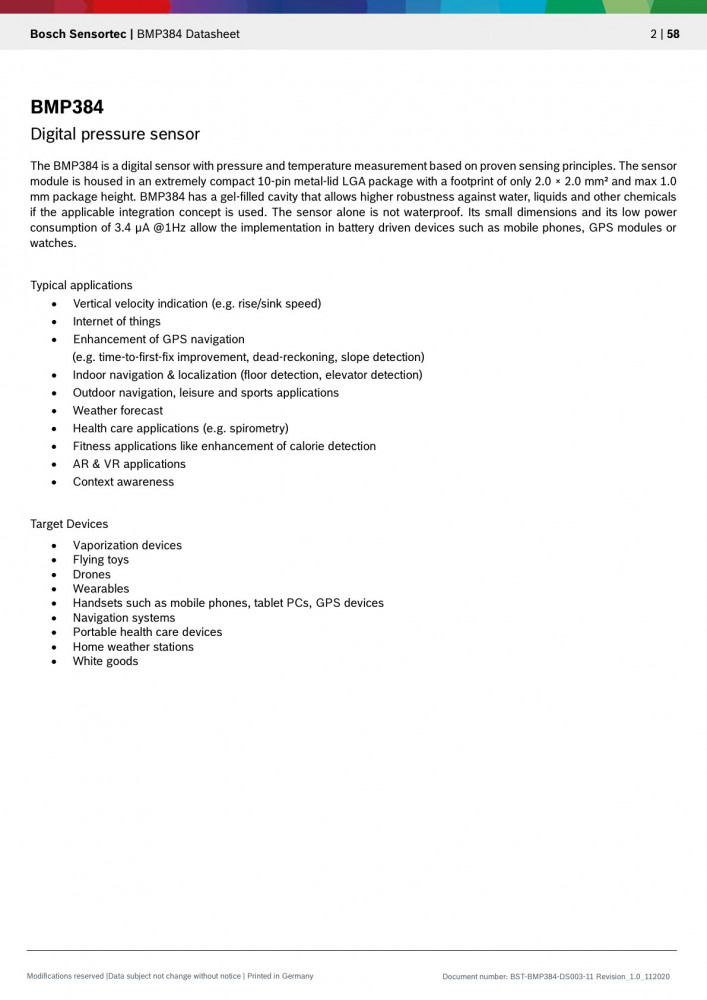 BMP384 datasheet page 2