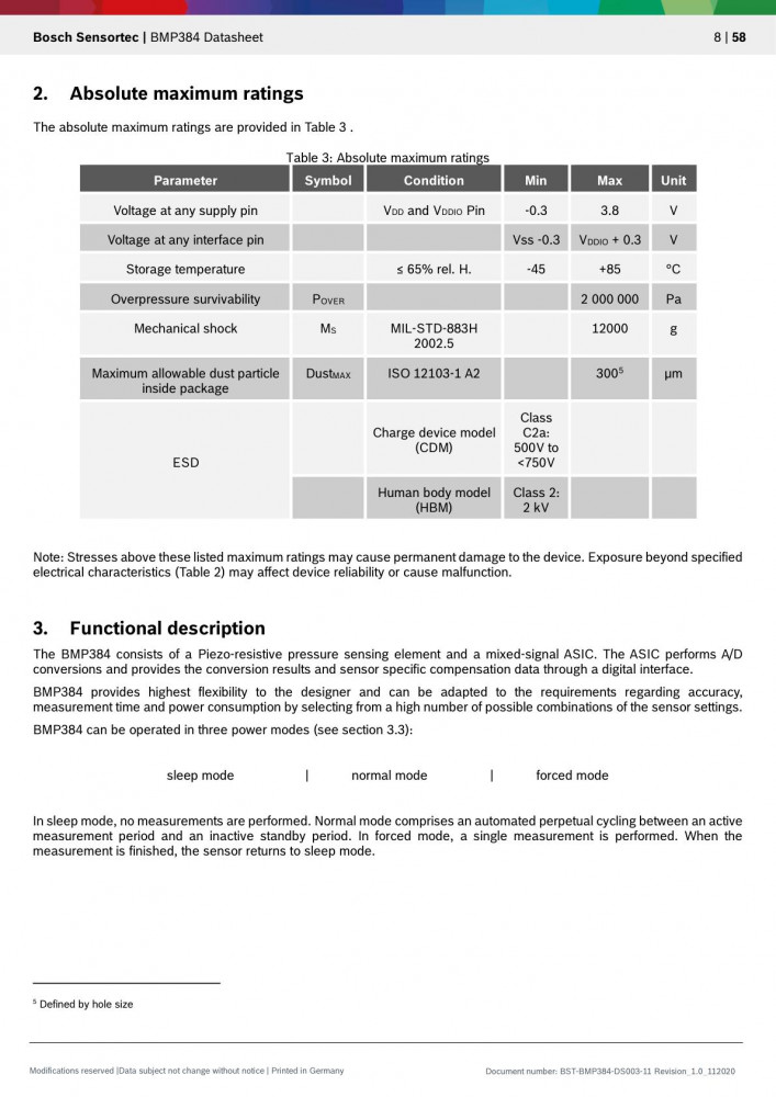 BMP384 datasheet page 8