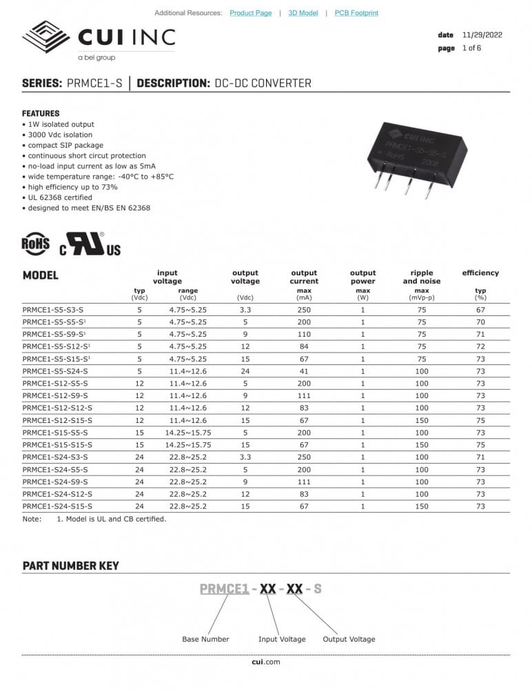 PRMCE1-S series datasheet page 1