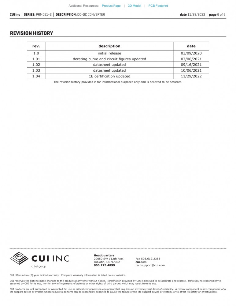 PRMCE1-S series datasheet page 6
