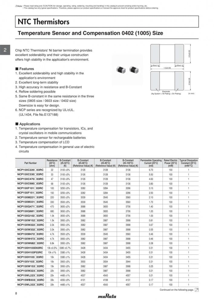 muRata NTC catalog page 10
