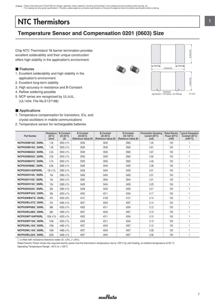 muRata NTC catalog page 9