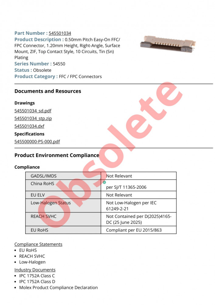 MOLEX 545501034 technical document image 1
