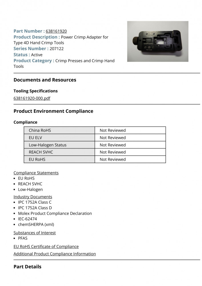 Technical document image 1 for Molex part 638161920