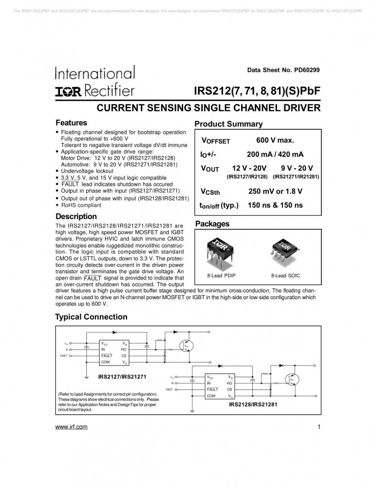 IRS2127 datasheet page 1
