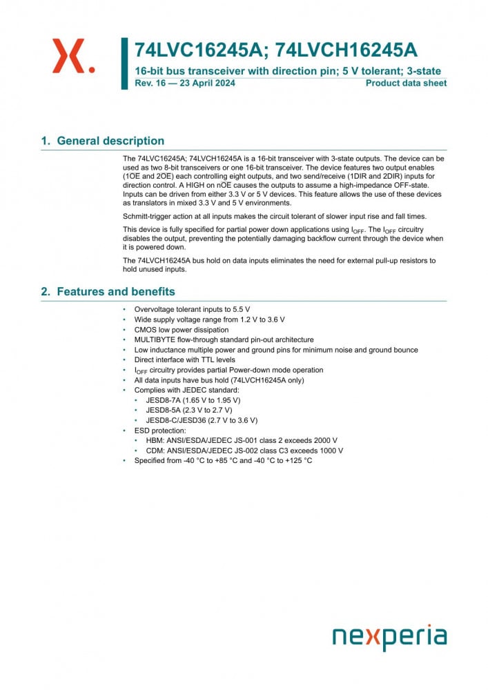 Nexperia datasheet page 1