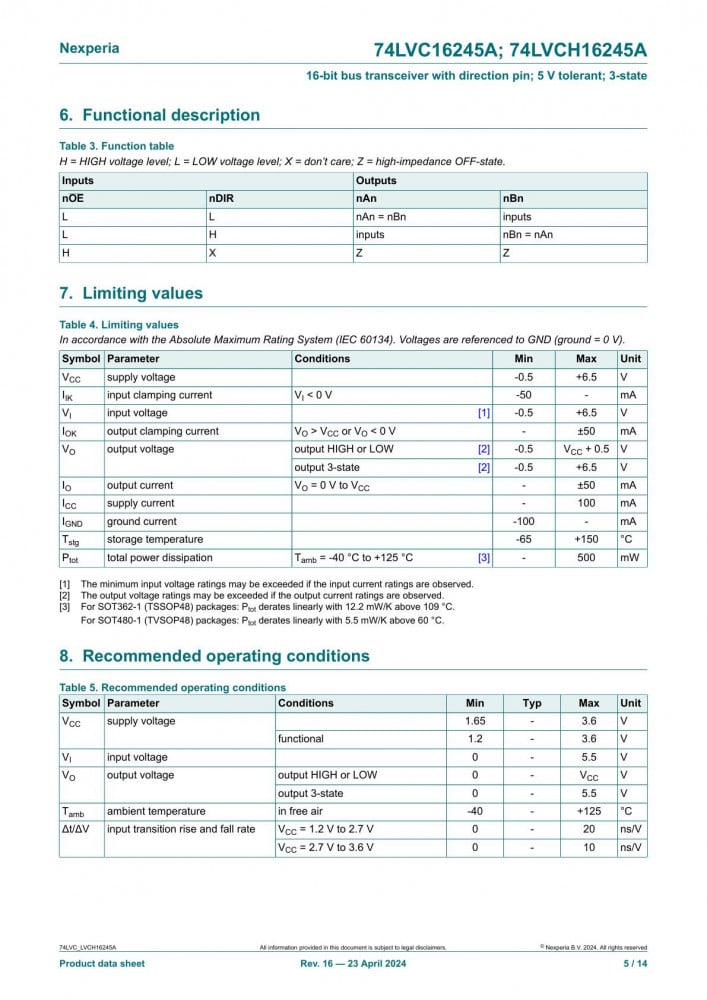 Nexperia datasheet page 5