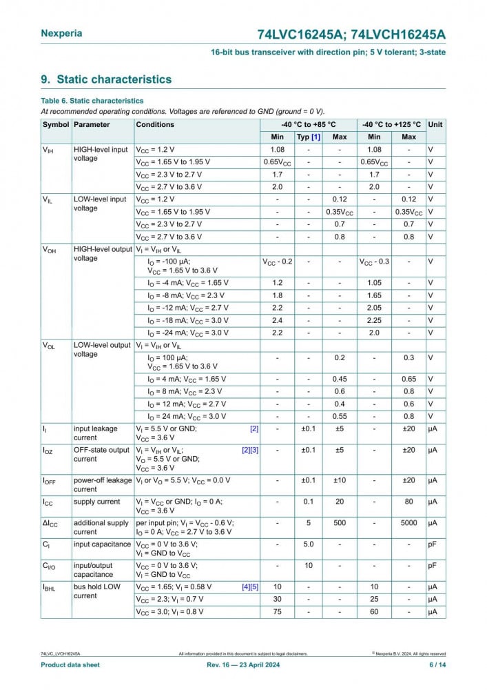 Nexperia datasheet page 6
