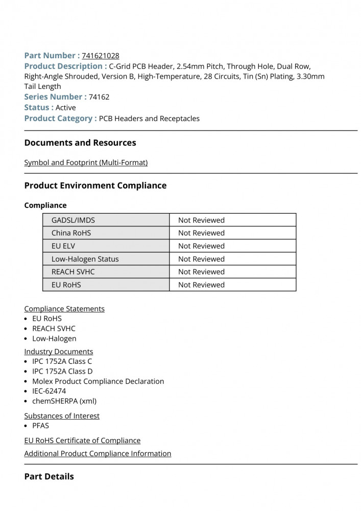 MOLEX 741621028 technical document image 1
