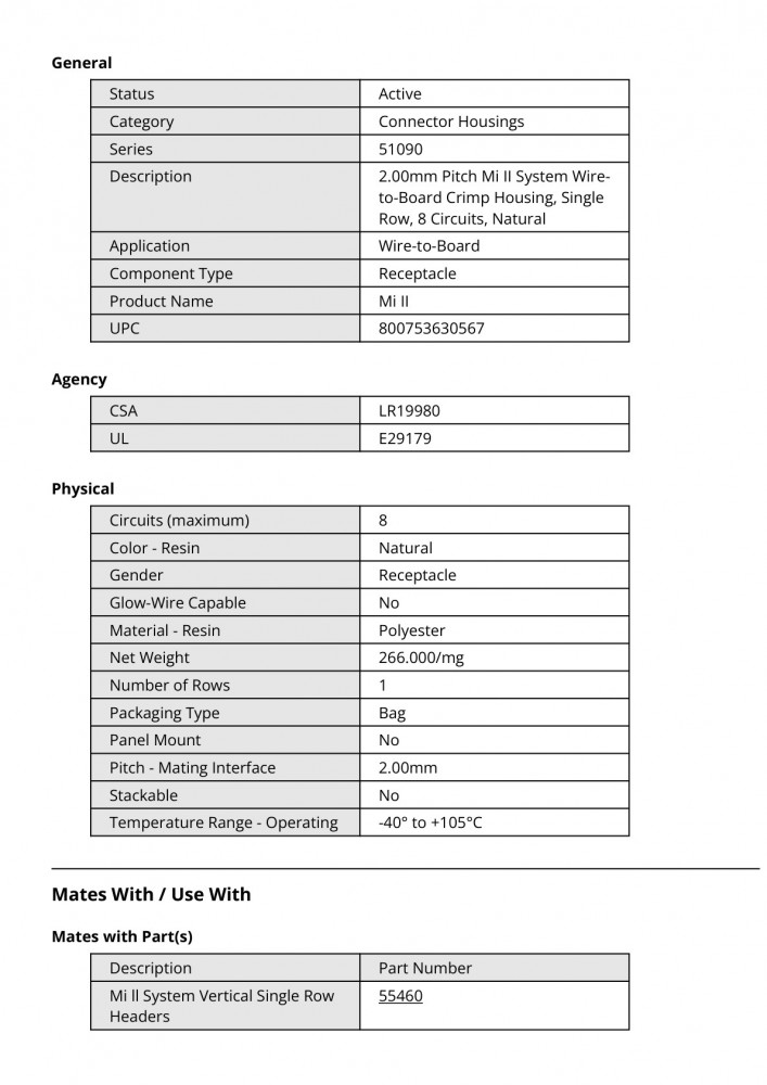 Product document image 2 for MOLEX 510900800