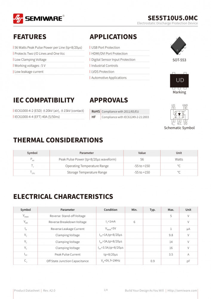 SE55T10U5.0MC datasheet preview, page 1