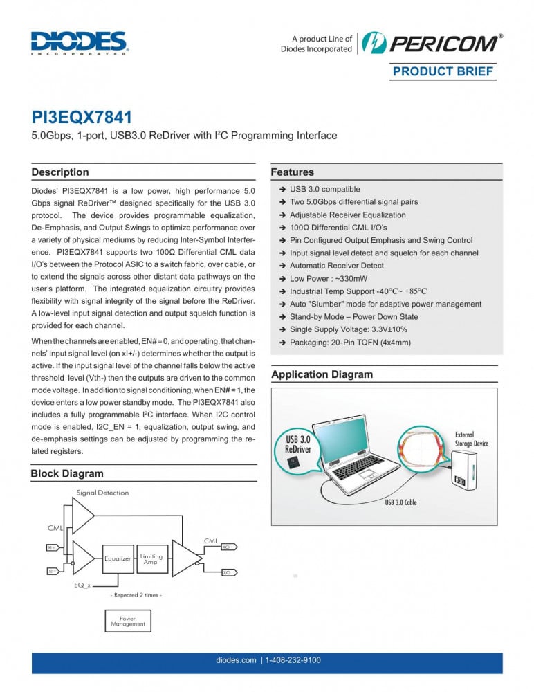 PI3EQX7841 technical document preview