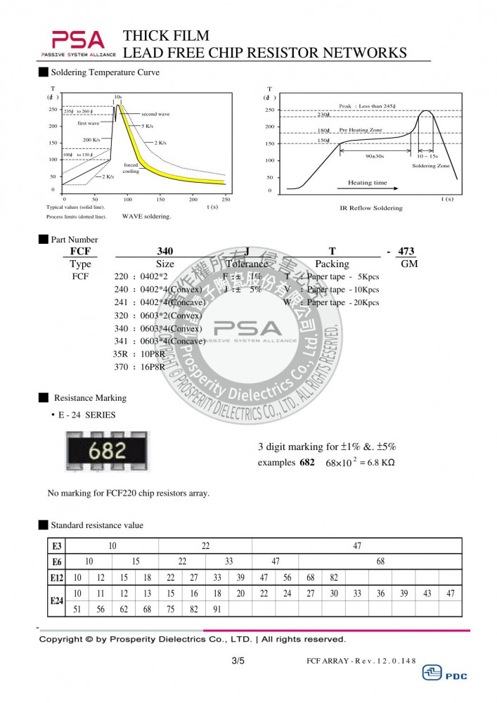 PSA FCF array datasheet page 4