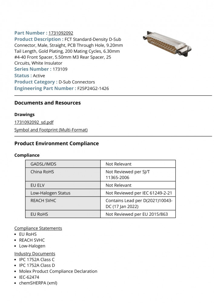 MOLEX 1731092092 technical drawing preview, page 1