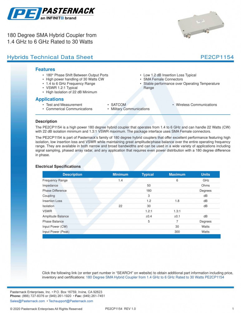 PE2CP1154 datasheet page 1
