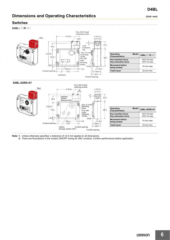 OMRON D4BL documentation page 6