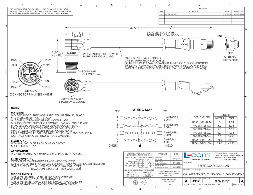L-com TRG613-T6T product drawing