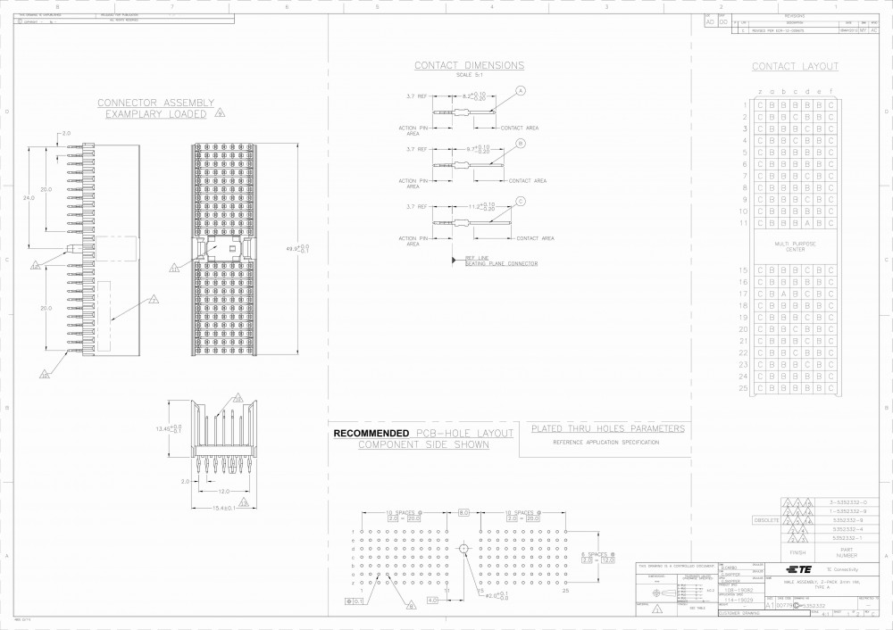 TE Connectivity 5352332-1 technical drawing page 1