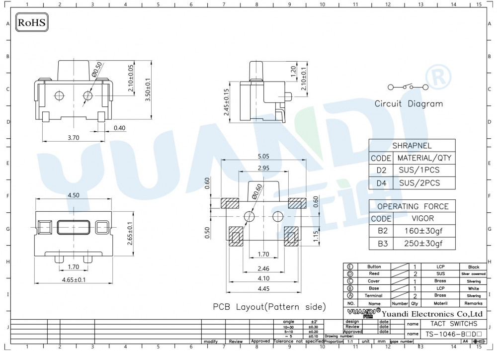 YUANDI TS-1046-B3D4 technical drawing page 1