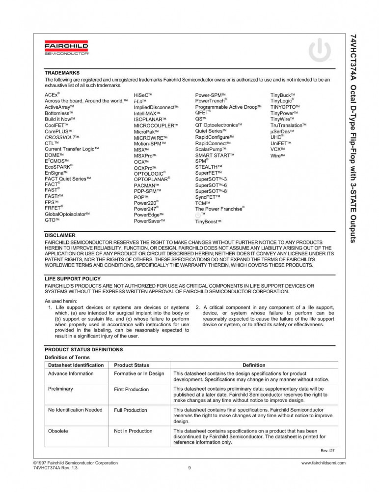 74VHCT374A datasheet page 10