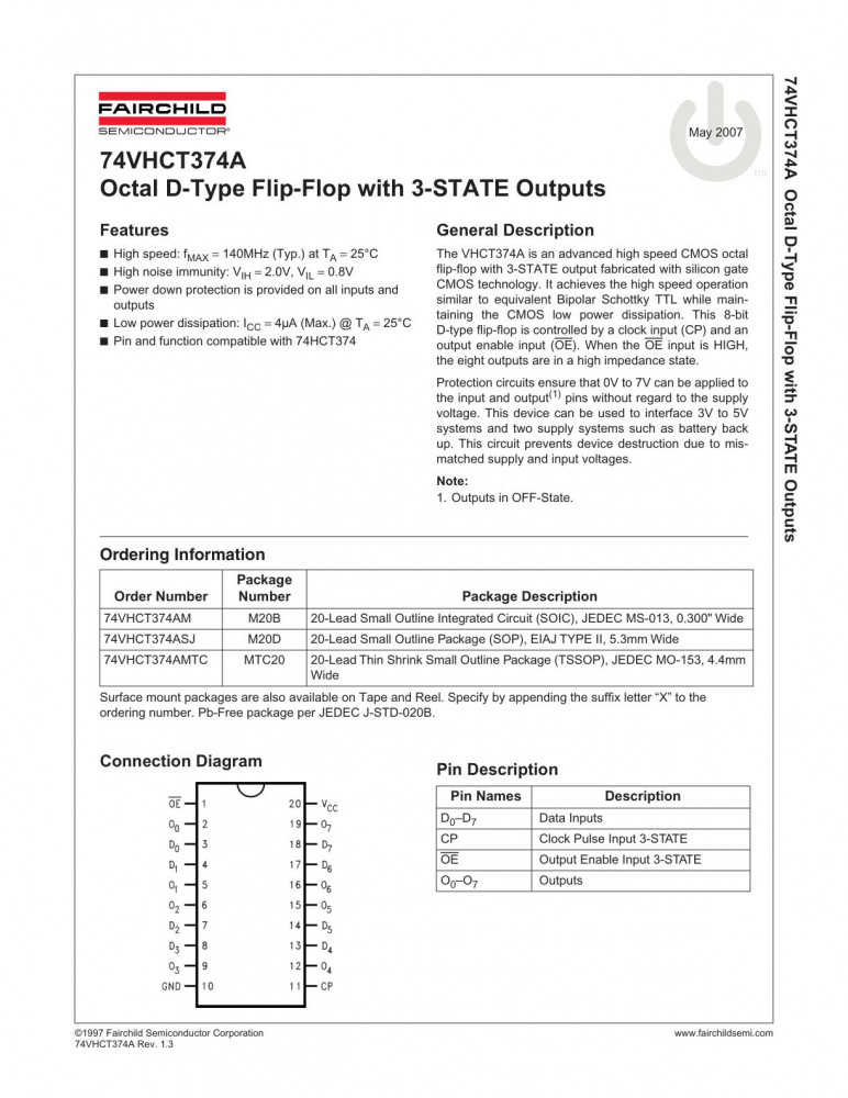 74VHCT374A datasheet page 2