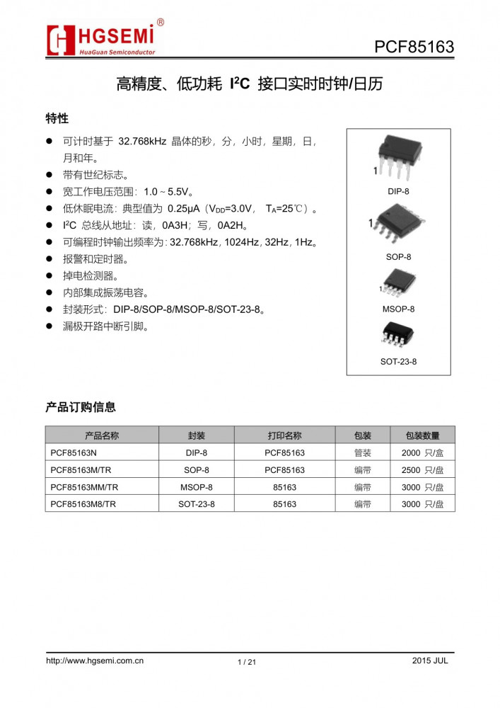 PCF85163 datasheet page 1