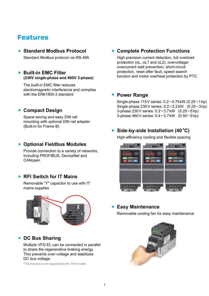 DELTA VFD-EL datasheet page 2