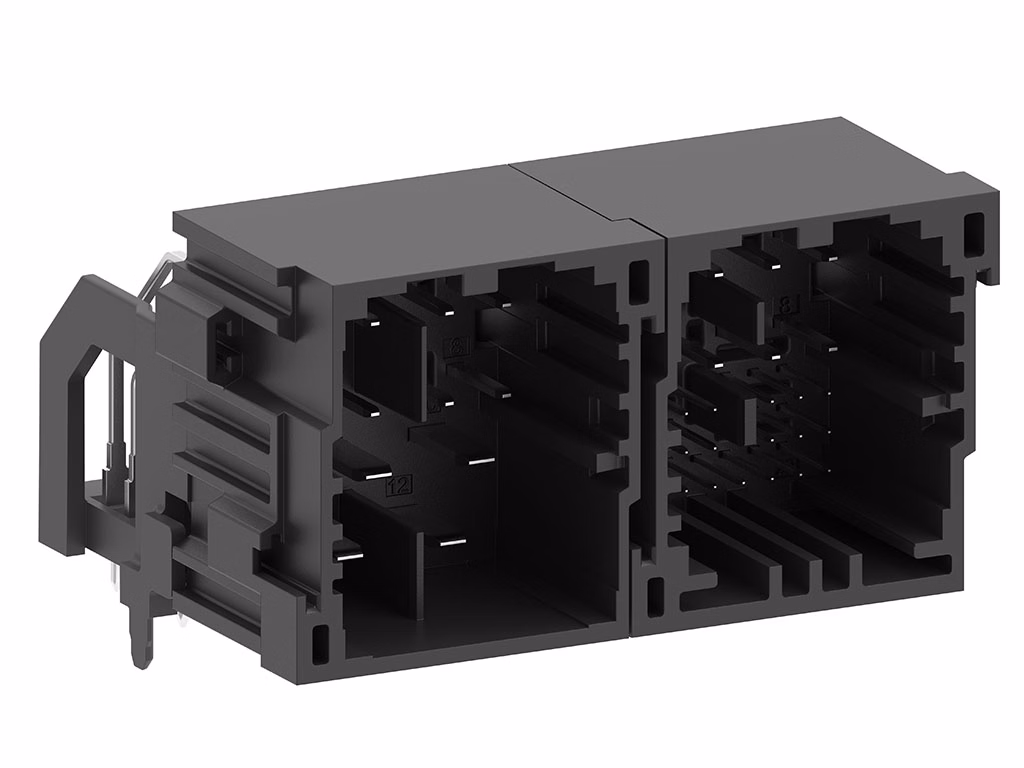 stAK50h 5 Bay Right-Angle Hybrid Header, 143 Circuits, Bay 1: 32 Circuits/Key 3/Dark Gray; Bay 2: 32 Circuits/Key 4/Purple; Bay 3: 27 Circuits/Key 3/Blue; Bay 4: 27 Circuits/Key 1/Black; Bay 5: 25 Circuits/Key 1/Green; Tube