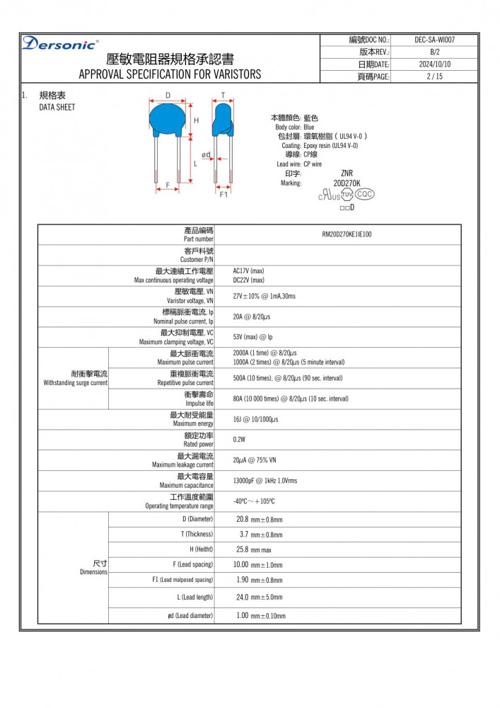 RM20D270KE1IE100 approval specification page 3