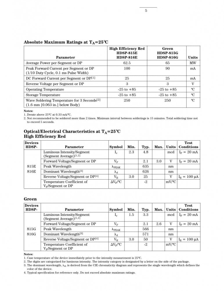 HDSP-816E datasheet page 5