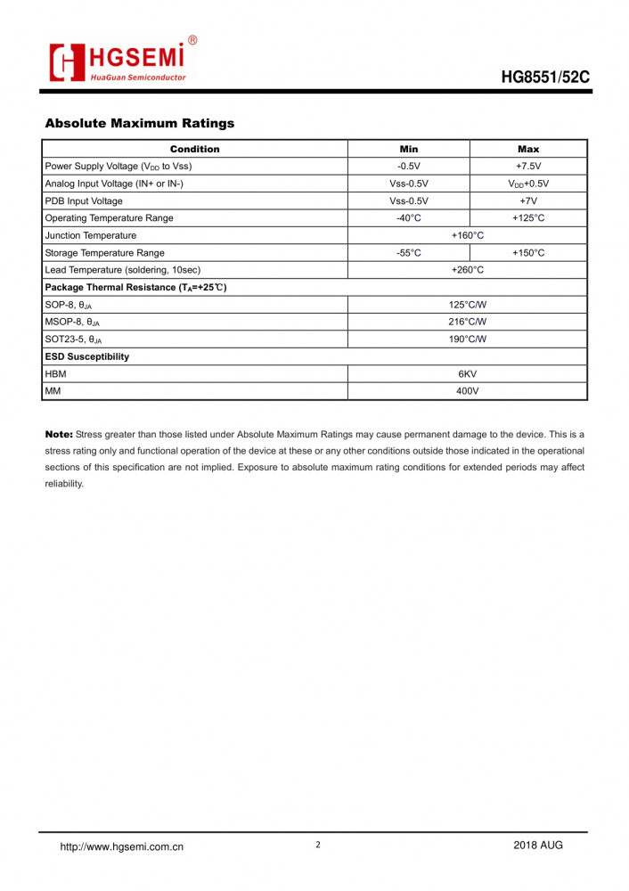HG8551 datasheet page 2
