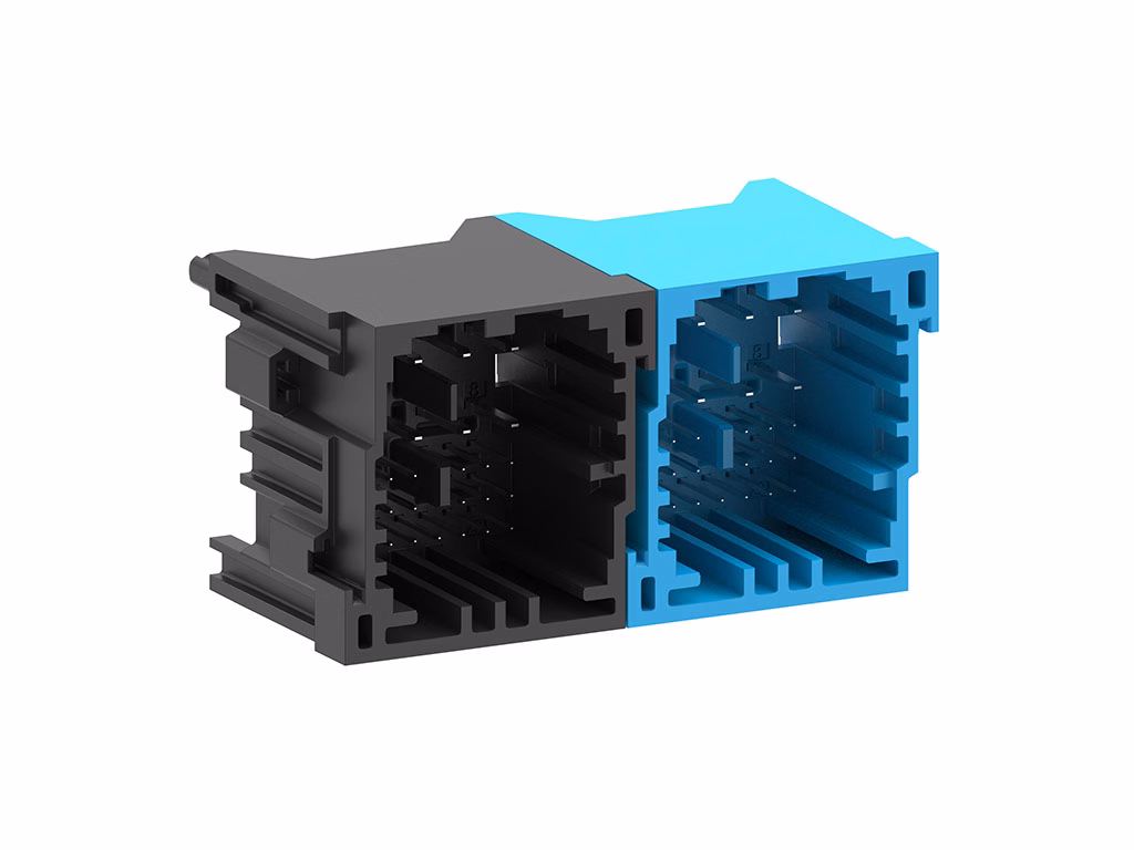 stAK50h 2 Bay Vertical Hybrid Header, 64 Circuits, Bay 1: 32 Circuits/Key 1/Black; Bay 2: 32 Circuits/Key 2/Blue; Tube