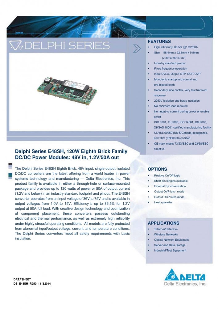 DELTA E48SH1R250NRFA datasheet page 1
