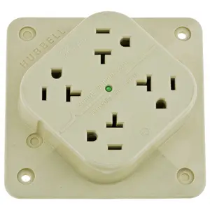 Locking Devices, Twist-Lock®, Industrial, Flanged Receptacle, 30A 3-Phase Wye 347/600V AC, 4-Pole 5-Wire Grounding, L23-30R, Screw Terminal, White