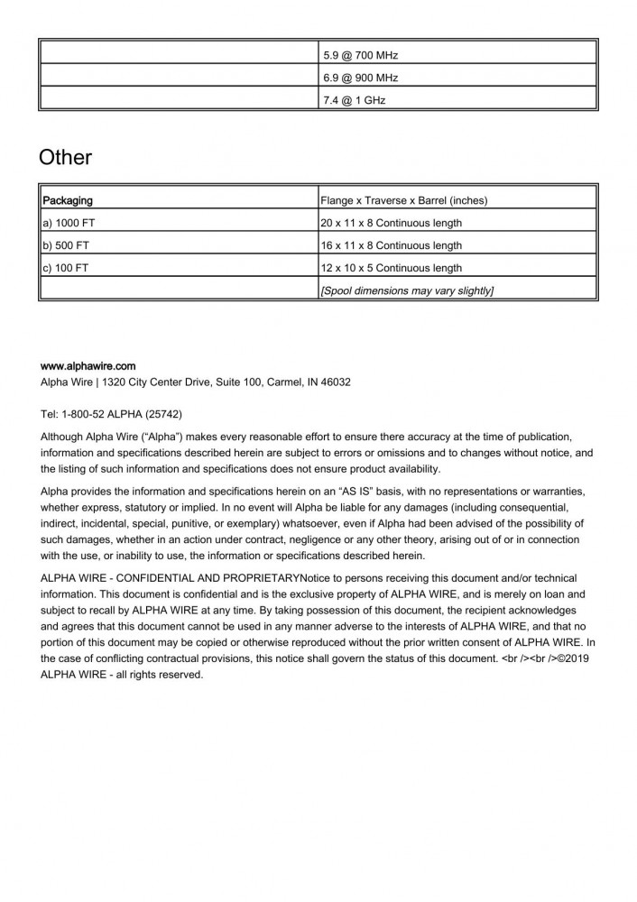 Alpha Wire M4201 specification page 3