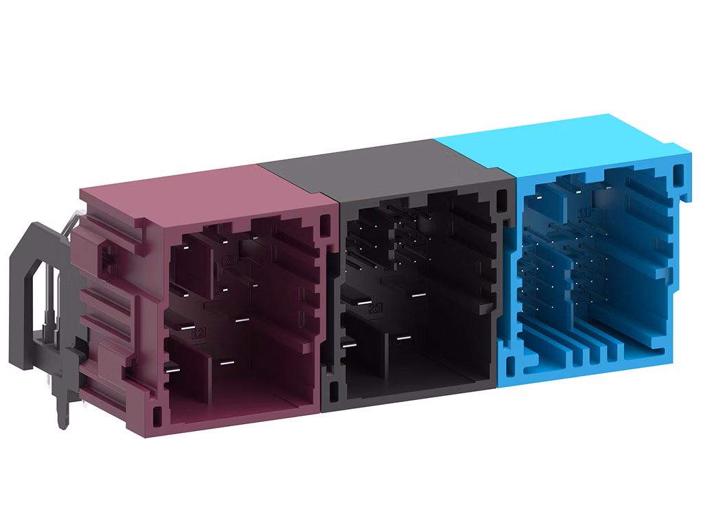 stAK50h 3 Bay Right-Angle Hybrid Header, 82 Circuits, Bay 1: 25 Circuits/Key 1/Green; Bay 2: 25 Circuits/Key 2/Gray; Bay 3: 32 Circuits/Key 1/Black; Tray