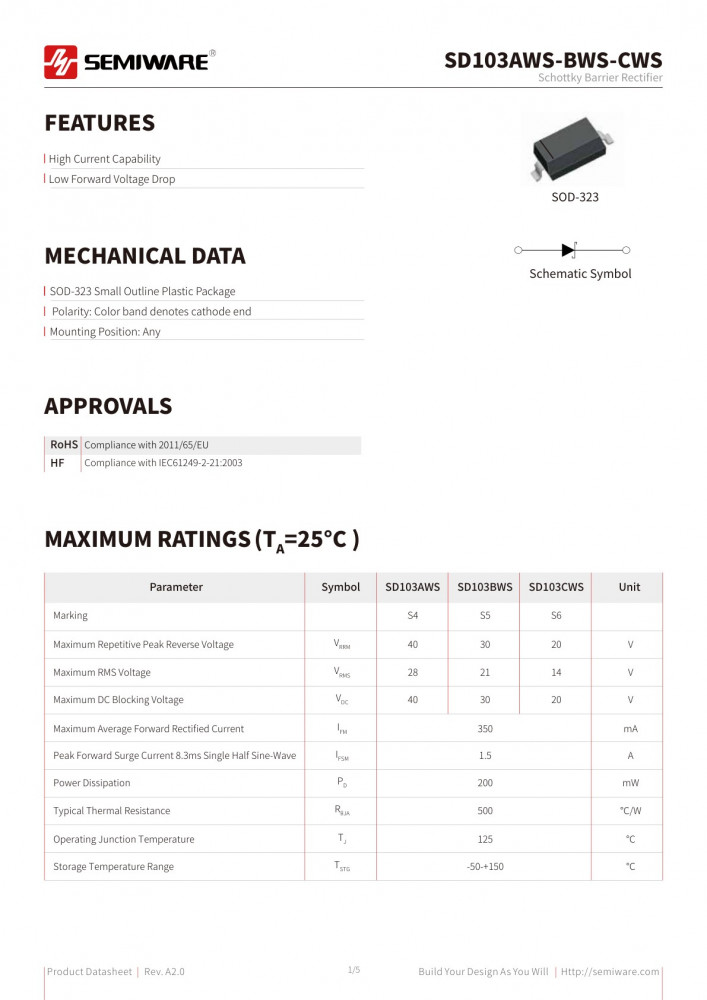 SD103BWS technical document preview, page 1