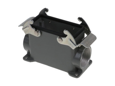 Heavy-Duty Standard (STD) Double Lever Surface Mount Housing, Die-cast Aluminum, with 2 Levers, with Gasket, Size 16B «77x27», Pg29x2 Thread, High Construction, Grey for sale