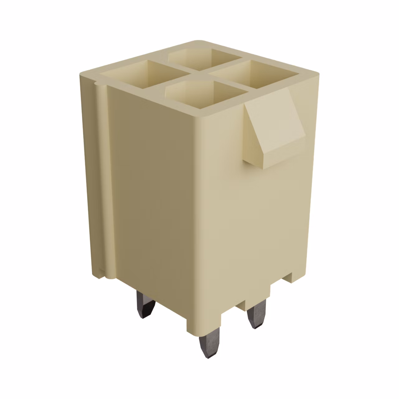 Mini-Fit Jr. Vertical Header, 4.20mm Pitch, Dual Row, 4 Circuits, with Snap-in Plastic Peg PCB Lock, Tin, Natural