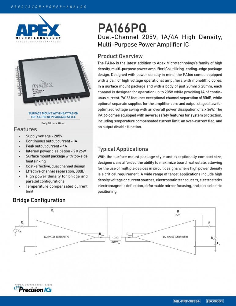 PA166PQ technical document page 1