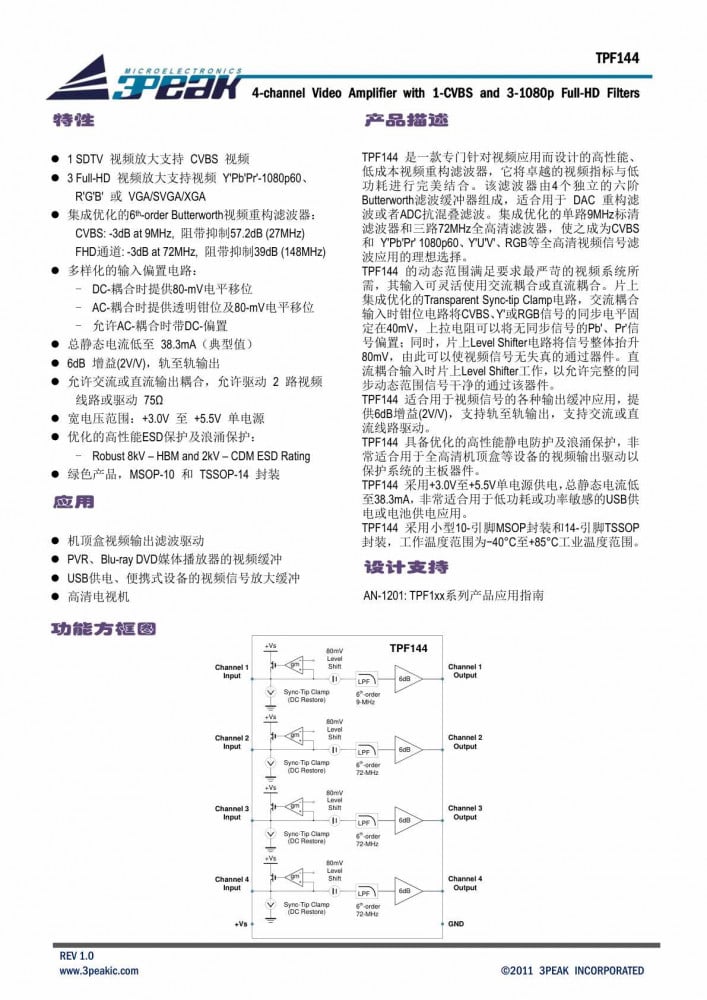 TPF144 technical document page 1