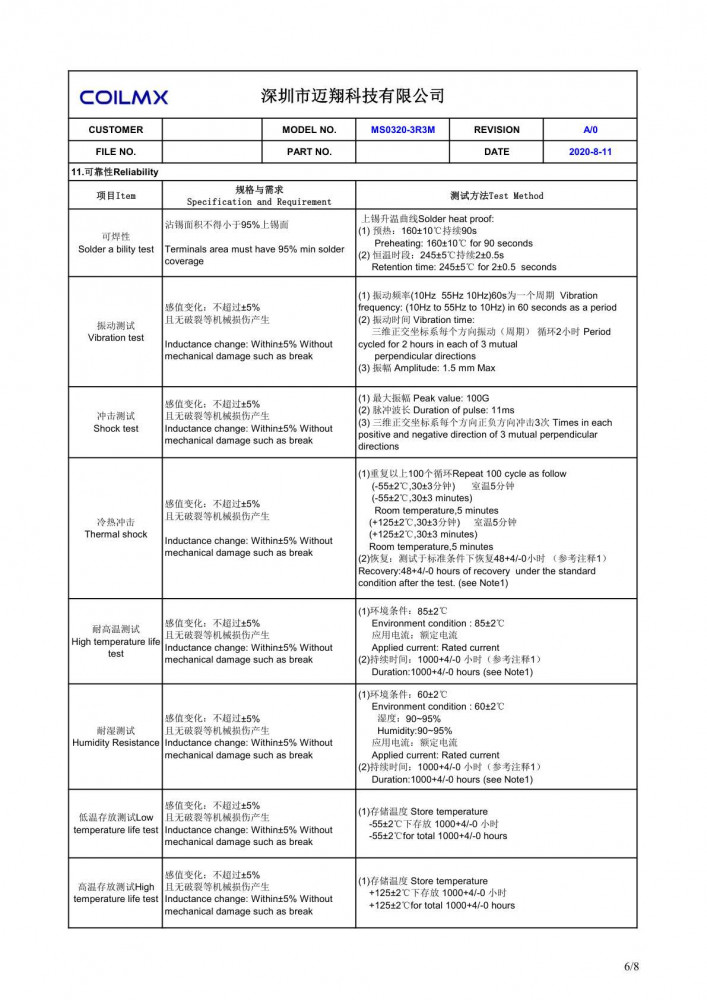 MS0320-3R3M approval specification page 6