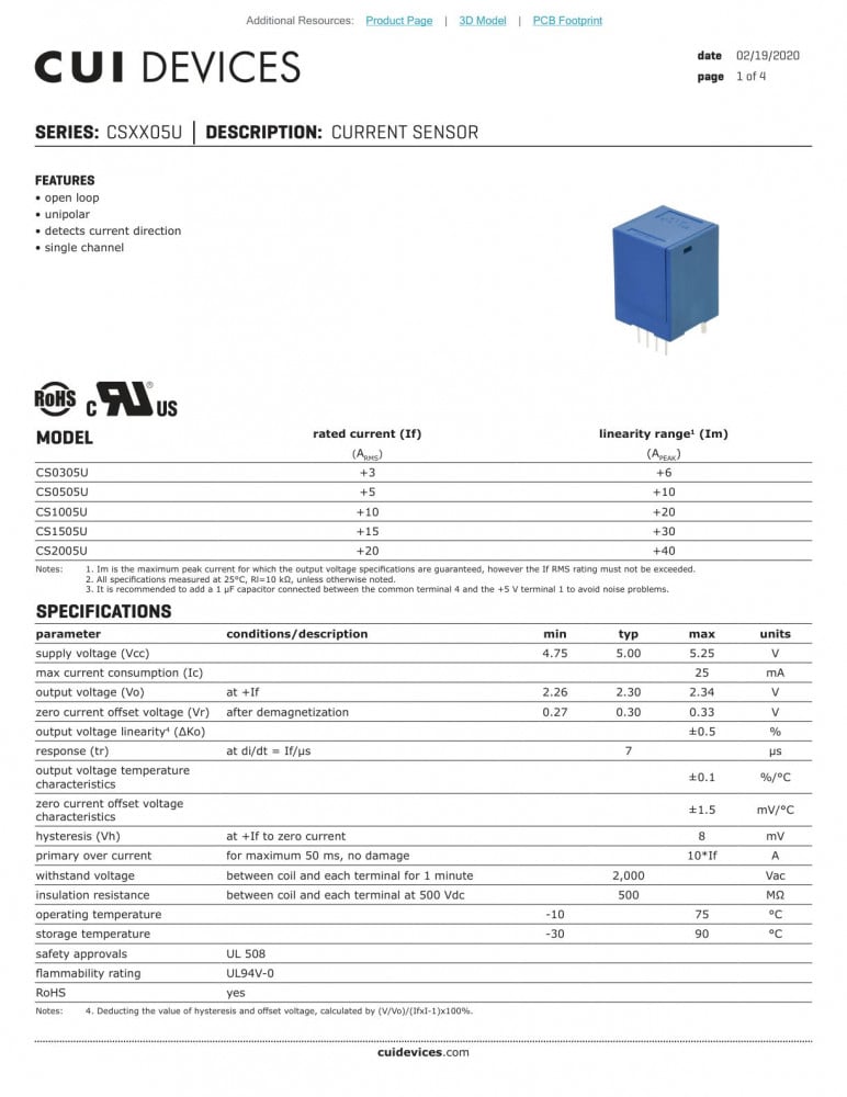 CS1505U datasheet page 1