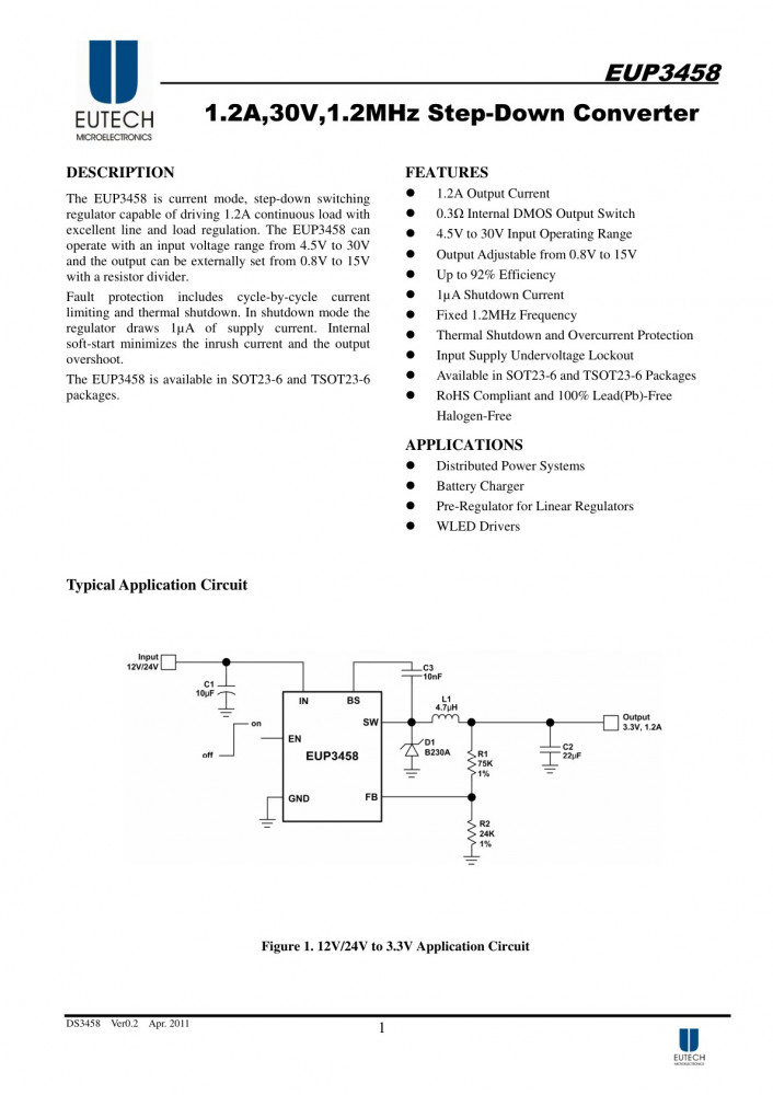 EUP3458VIR1 datasheet page 1