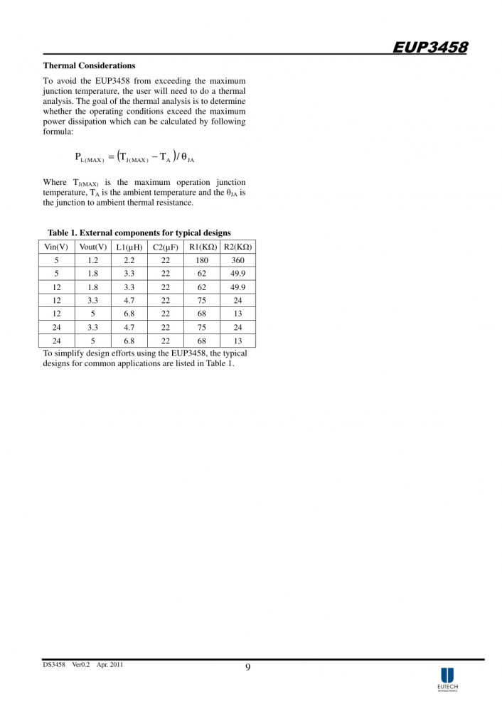 EUP3458VIR1 datasheet page 9